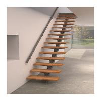 China Manufacturer wood folding stairs one beam wood straight house stair for sale