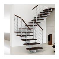 China Manufacturer wood folding stairs one beam wood straight house stair for sale