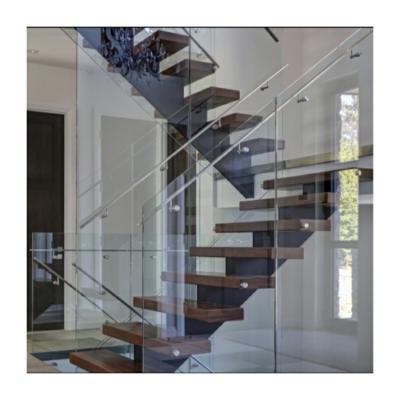 China China factory prefab interior wooden stair single stringer solid wood steps straight stair for sale