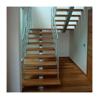 China Household individual  timber tread stair unique keel hardwood straight stairway for sale