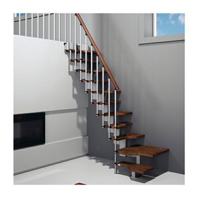 China Made in China solid wood stair components single beam wood straight stairs for sale