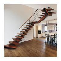 China House project wooden glass staircase mono keel straight staircase interior wood stairs for sale