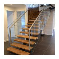 China China supplier interior wooden stair central keel modern straight glass wood stairs for sale