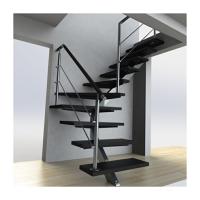 China Condominium indoor wooden staircase stair central stringer wood steel straight stairway for sale