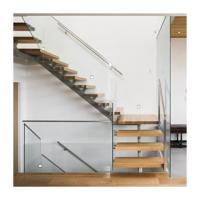 China Department iron wood stairs central stringer indoor wood straight staircase for sale