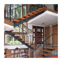 China Factory direct stainless steel wood stair unique keel steel solid wood straight staircase for sale