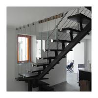 China Factory supply interior wood stairs central stringer straight wooden stairs for sale