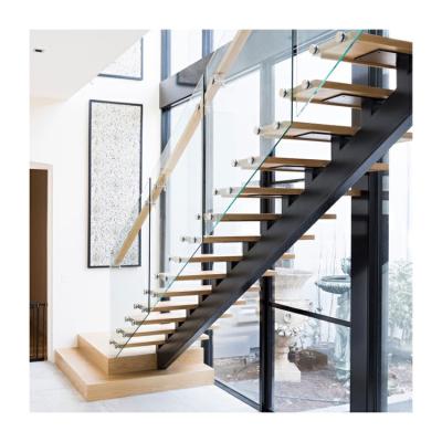 China House project steel-wood stairs mono beam steel wood Straight Stairs for sale