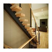 China Library indoor wood steps stairs mono keel straight steel wood tread stairway for sale