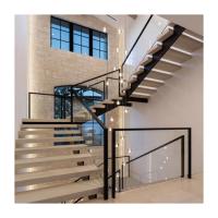 China Residential teak wood designs central keel hardwood straight stairs for sale