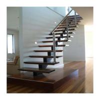 China Residential teak wood designs central keel hardwood straight stairs for sale