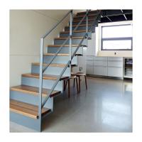 China Residential teak wood designs central keel hardwood straight stairs for sale