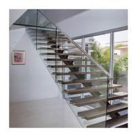 China Factory direct decorative wooden stair one beam straight staircase design for sale