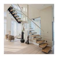 China Factory direct decorative wooden stair one beam straight staircase design for sale