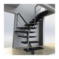 China Factory direct decorative wooden stair one beam straight staircase design for sale
