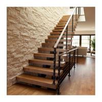 China Factory direct decorative wooden stair one beam straight staircase design for sale
