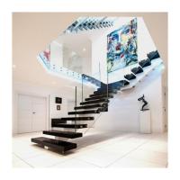 China Factory direct decorative wooden stair one beam straight staircase design for sale
