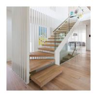 China Factory sale prefabricated wooden stair central keel indoor wooden straight stair for sale