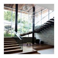 China China european design wood stair armrest one beam steel wood residential straight stairs for sale