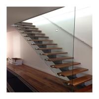 China Factory supplying wood stair brackets central stringer wood residential straight stairs for sale