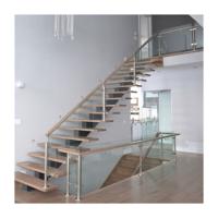 China Factory supplying wood stair brackets central stringer wood residential straight stairs for sale