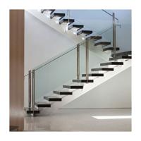 China Factory price wooden stair railing mono stringer wood straight stiarcase for sale