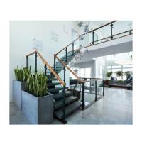China Library iron wood stair mono beam wood straight house stairway for sale
