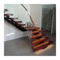 China Factory wholesale folding wood stairs single keel wood tread straight stairs for sale