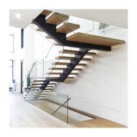 China Factory wholesale folding wood stairs single keel wood tread straight stairs for sale