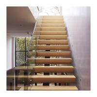 China China manufacturer space-saving wood stair mono stringer steel wooden straight staircase for sale
