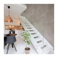 China Art gallery metal straight staircase decorative wooden stairs for sale