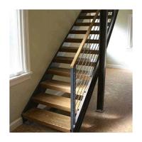 China New design straight stairs l shape interior steel wood stairs for sale