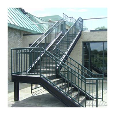 China 2023 Straight Metal Stair Double Stringer Cable Railing Straight Staircase for sale