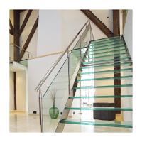 China Garden stair railing glass stair accessories fancy design straight staircase for sale
