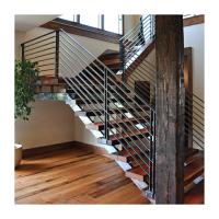 China Apartment loretto chapel straight stair indoor steel solid wood staircase for sale