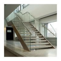 China Made in China straight staircase on sales high quality glass railing wood stair for sale