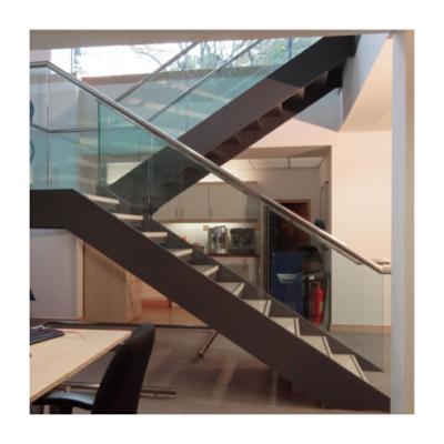 China Good selling straight staircase construction steel wood staircase stairs for sale
