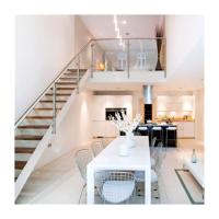 China Good selling straight staircase construction steel wood staircase stairs for sale