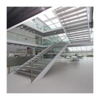 China Modern design stainless steel straight staircase led rubber wood box tread stairs for sale