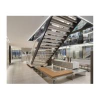 China Original factory interior straight staircase steel support wood tread Stairs for sale