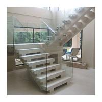 China New arrivals glass staircase straight simple wood stairs for sale