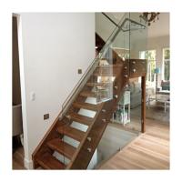 China New arrivals glass staircase straight simple wood stairs for sale
