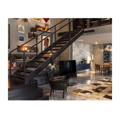 China Original factory glass straight staircase used Wood stairs for sale