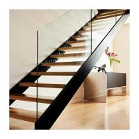 China Original factory glass straight staircase used Wood stairs for sale
