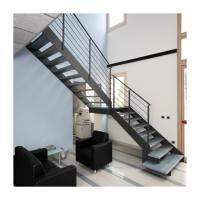 China Building materials straight glass staircase beech wood steps stairs for sale