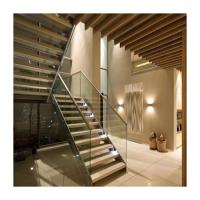 China Building materials straight glass staircase beech wood steps stairs for sale