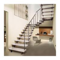 China Building materials single beam straight staircase l shaped steel wood stairs for sale