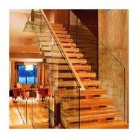China Department low cost straight staircase glass wooden stairs for sale
