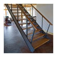 China Department low cost straight staircase glass wooden stairs for sale