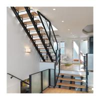 China Competitive price straight staircase beam wood u shape stairs for sale